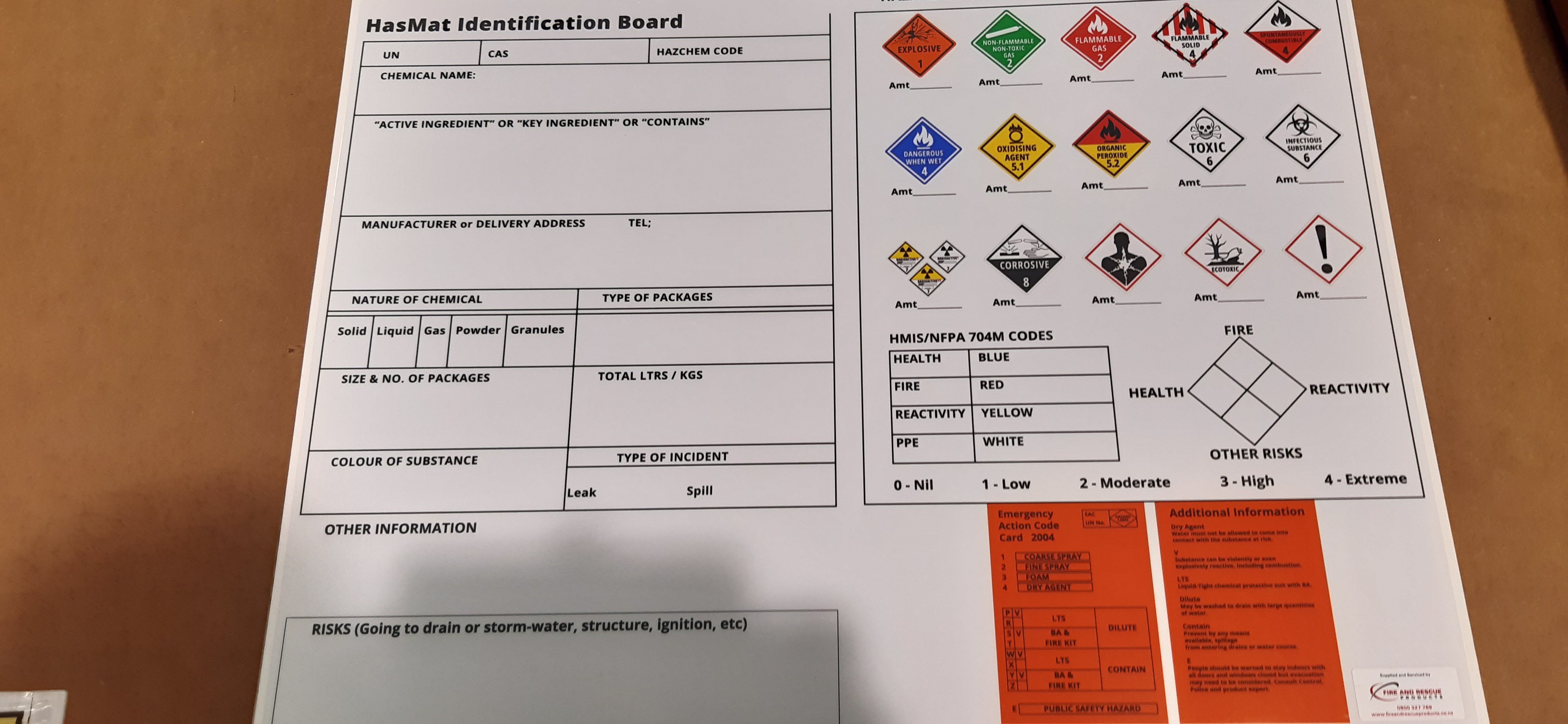 HazMat Identification Board | FIRE AND RESCUE PRODUCTS PTY LTD